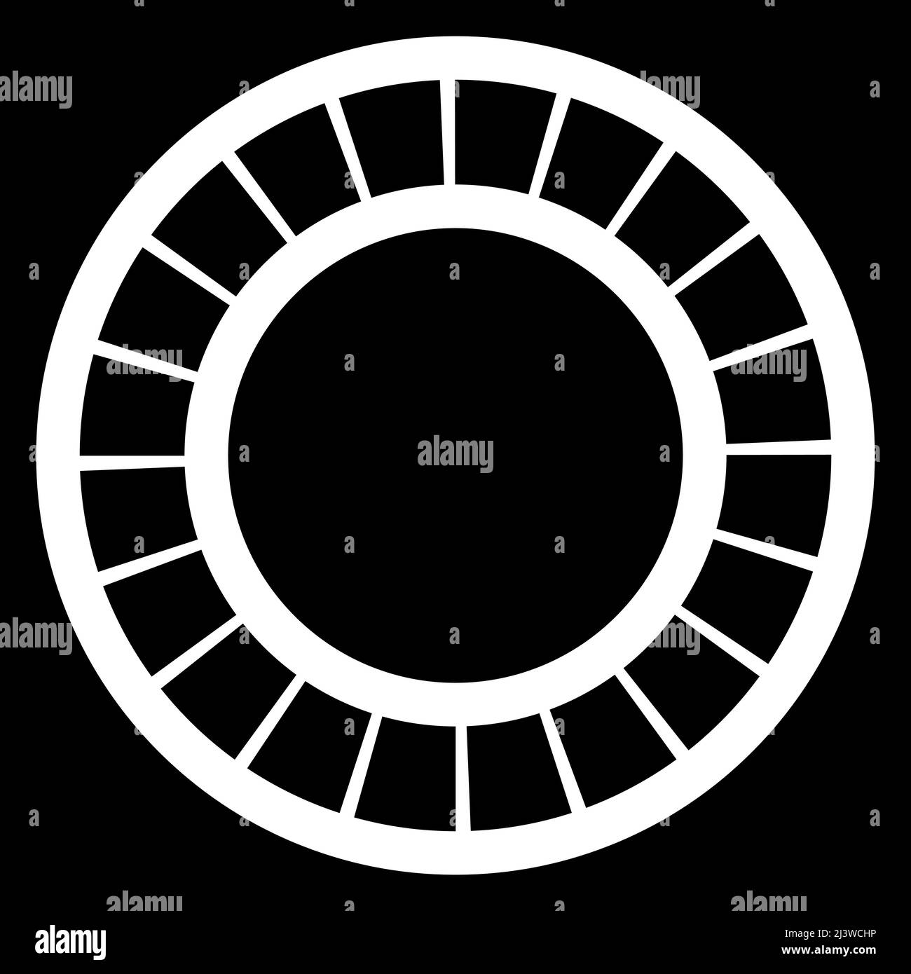 Black and white segmented circle, ring abstract geometric vector ...