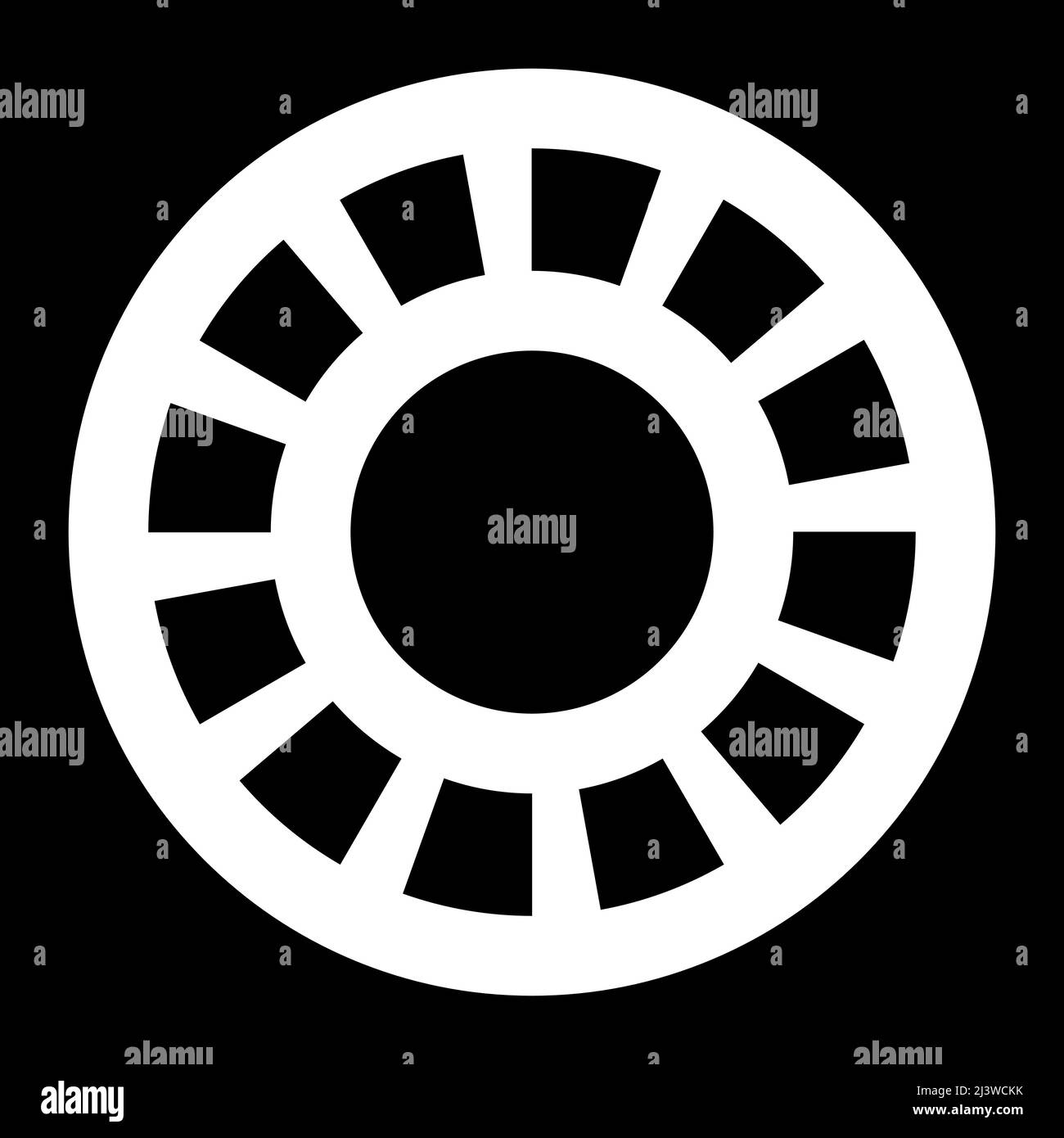 Black and white segmented circle, ring abstract geometric vector ...