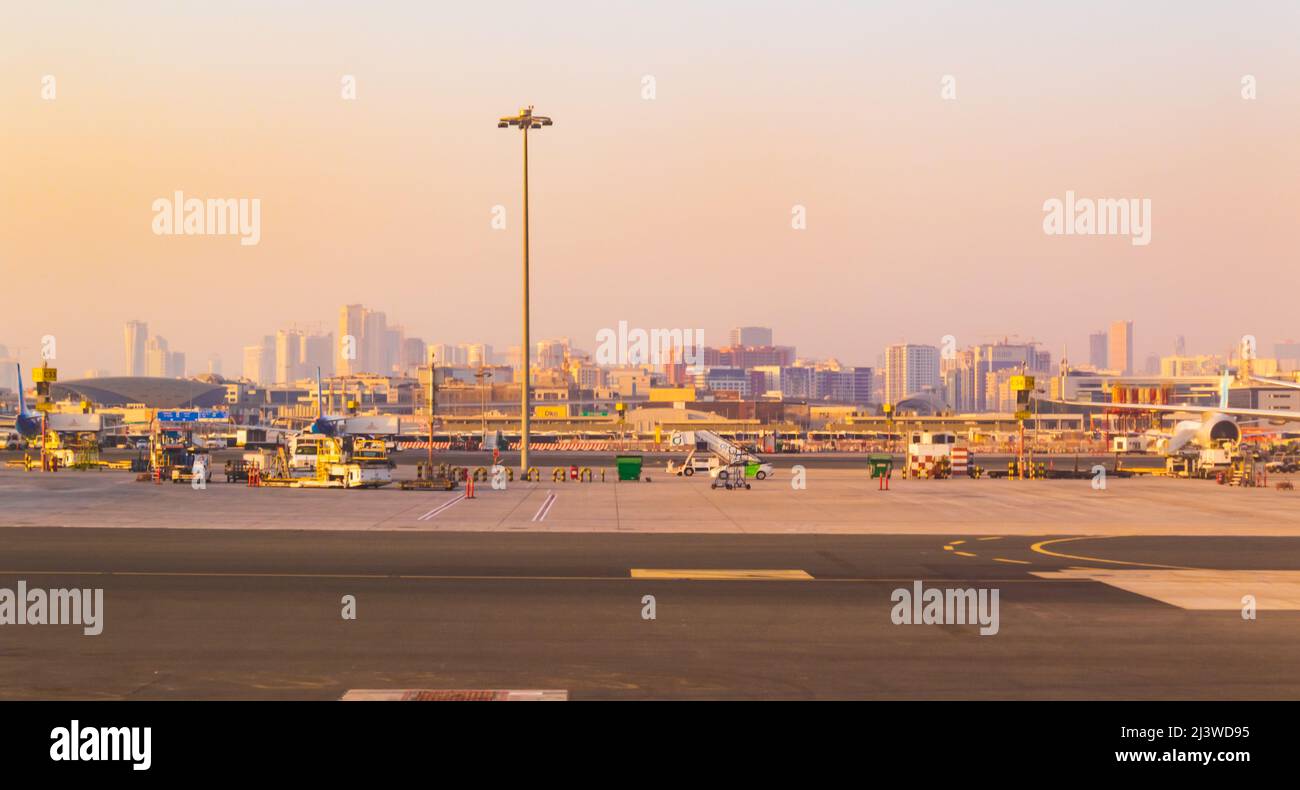 View of Dubai International Airport runway,UAE Stock Photo - Alamy