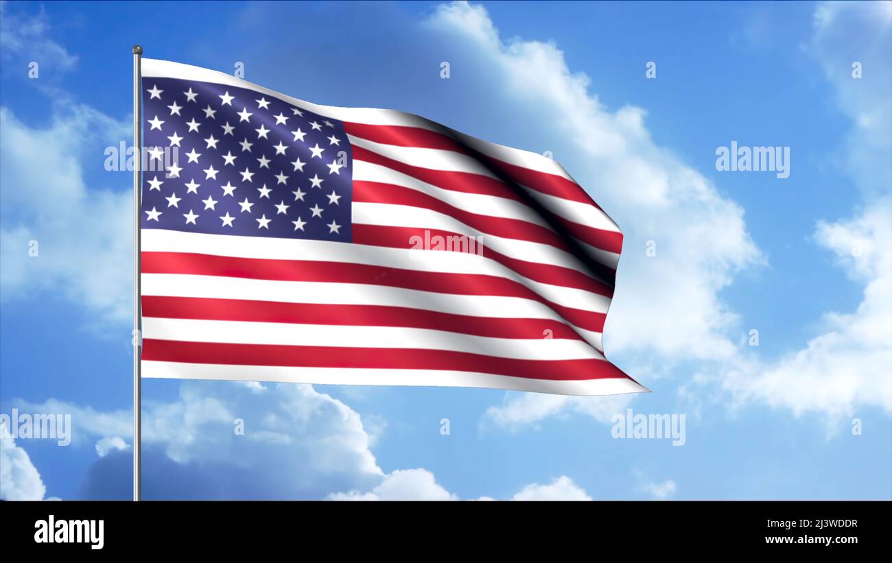 3D flag waving in wind. Motion. Flag of country on background of sky ...