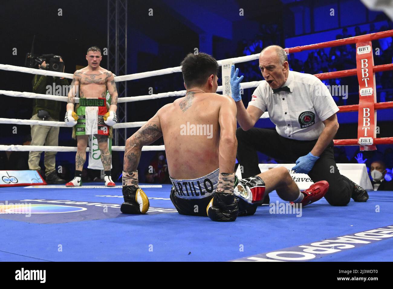 Christian Gasparri (ITA) vs Santiago Garces (COL) during the IBO World ...