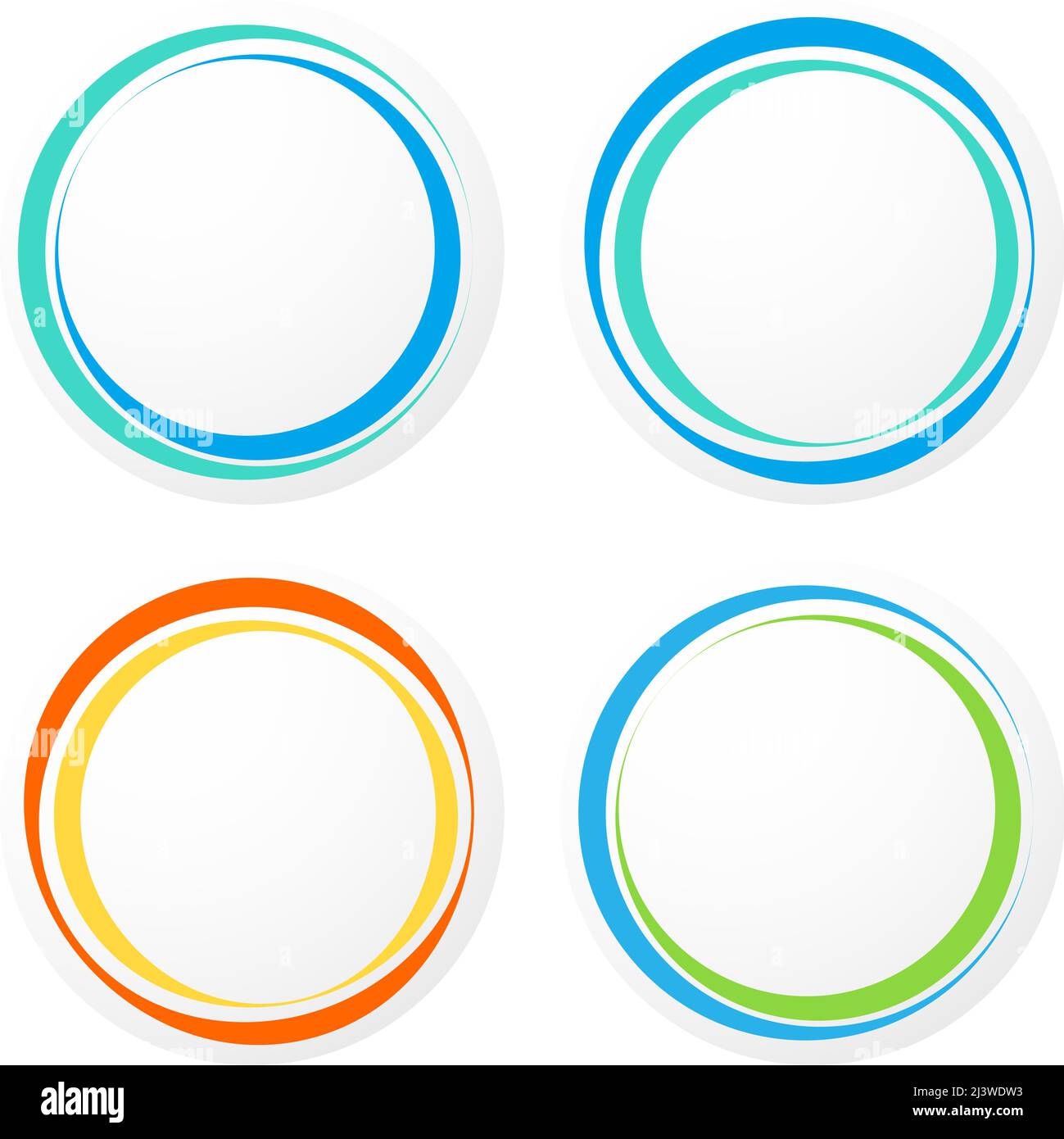 Colorful circle, circular badge, label, tag and button shape with blank ...