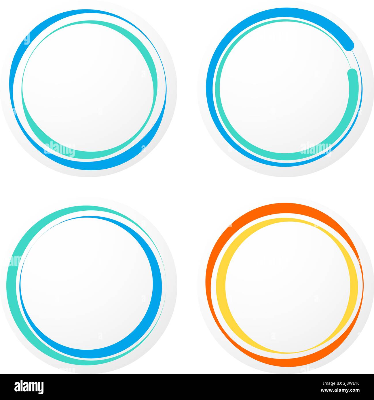 Colorful circle, circular badge, label, tag and button shape with blank ...