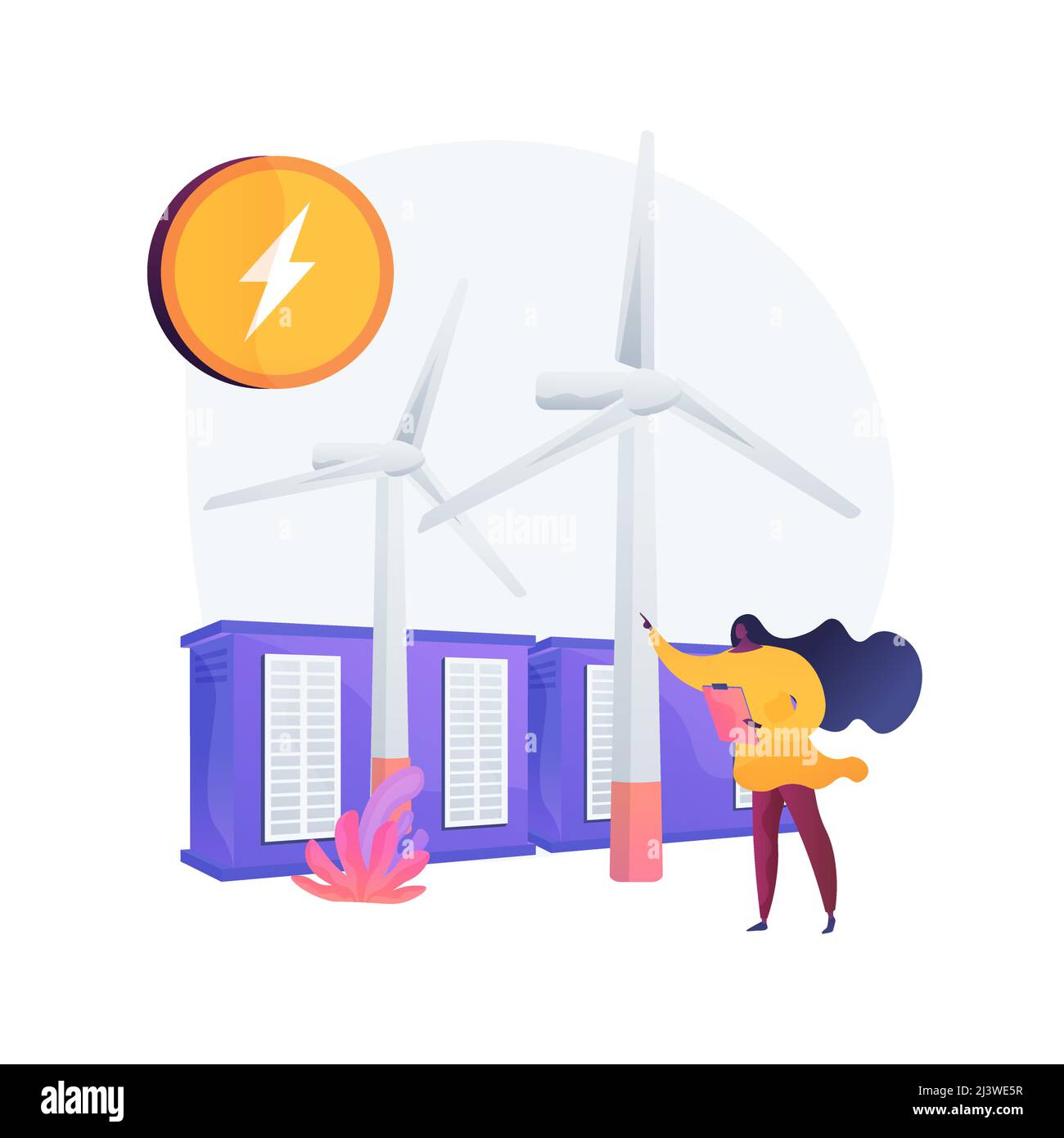 Wind farm with windmills, obtaining energy from natural source. Wind ...