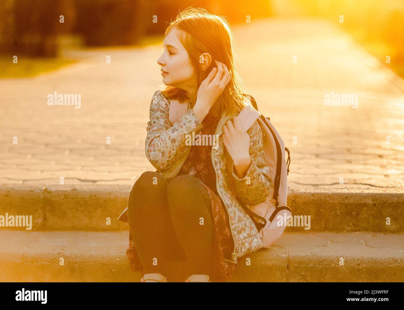 Preteen girl outdoors Stock Photo - Alamy