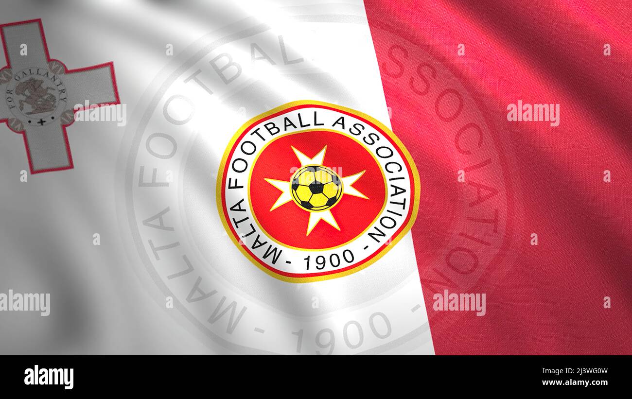 3D flag with football emblem of team. Motion. Flag of national or state ...