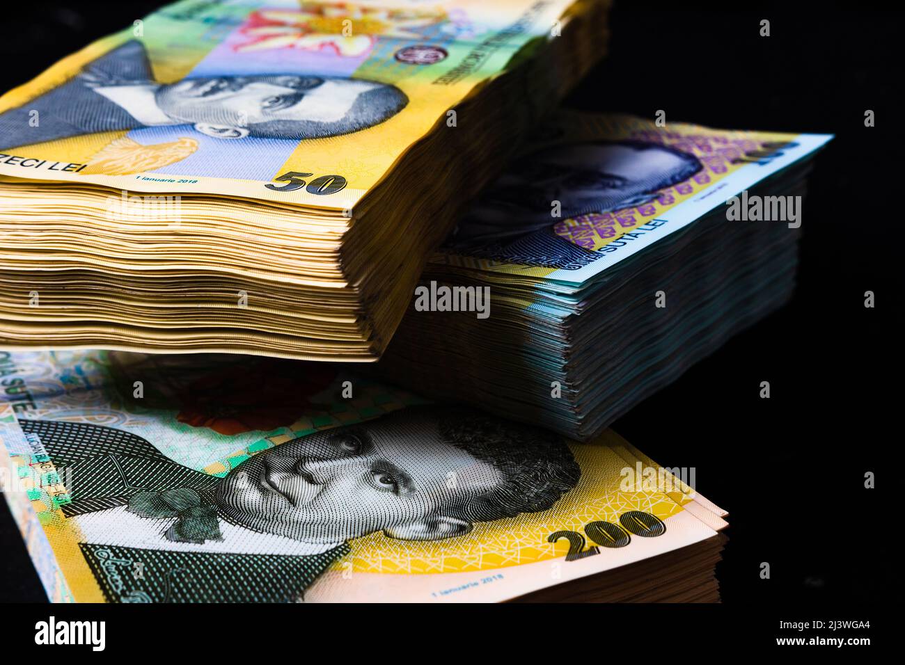 Stack of LEI Romanian money. RON Leu Money European Currency Stock ...