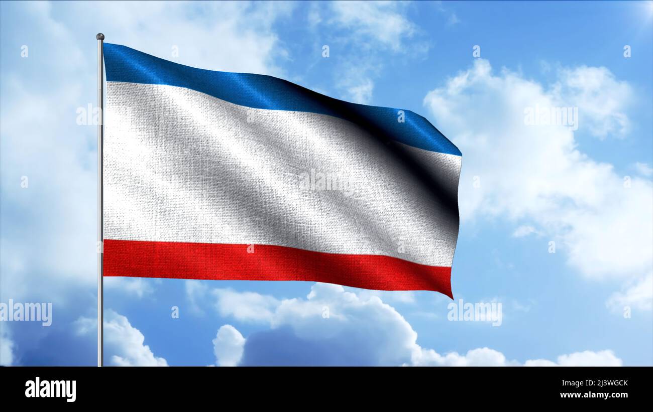 Flag of the Republic of Crimea. Motion. A light flag with white red and ...