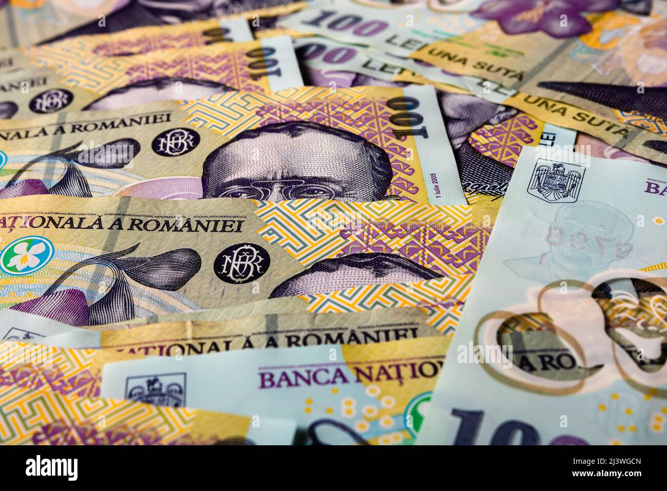 Stack of LEI Romanian money. RON Leu Money European Currency Stock ...