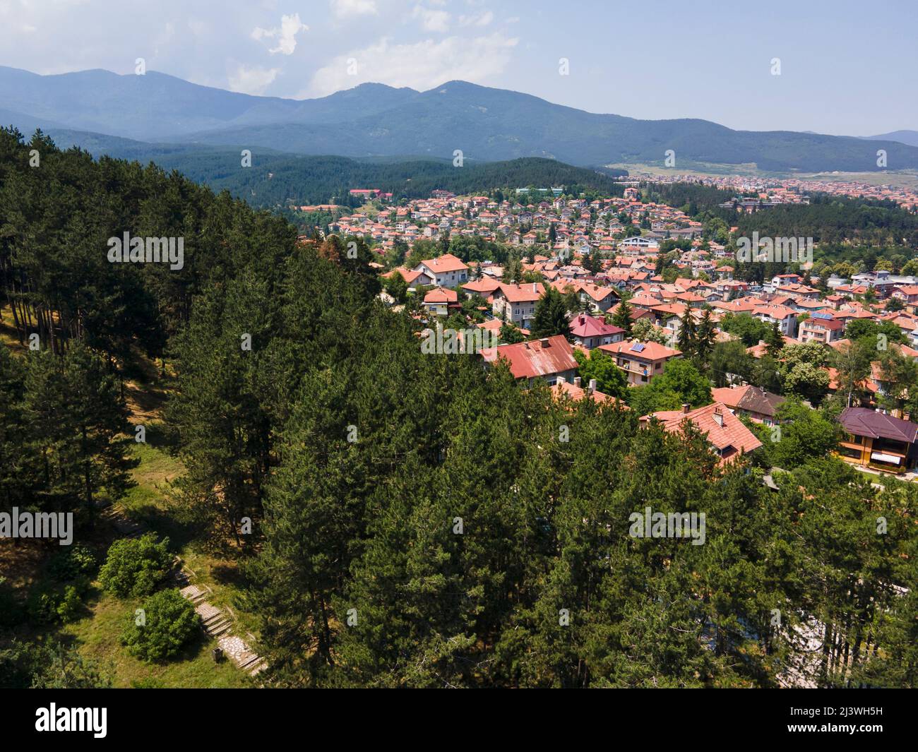Aerial view of famous spa resort of Velingrad, Pazardzhik region ...
