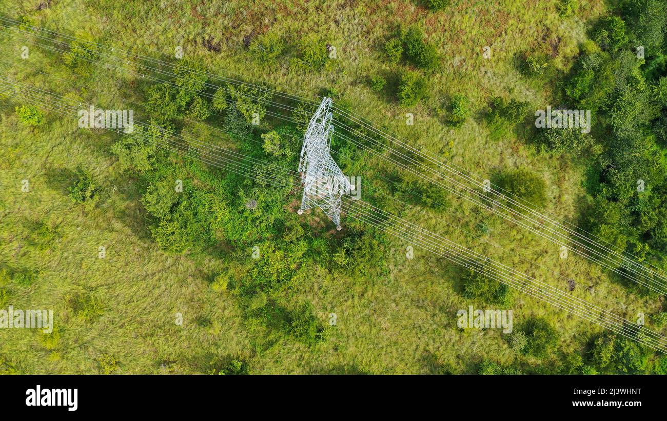 Power pylons and high voltage lines in a mountainous Areaagricultural ...