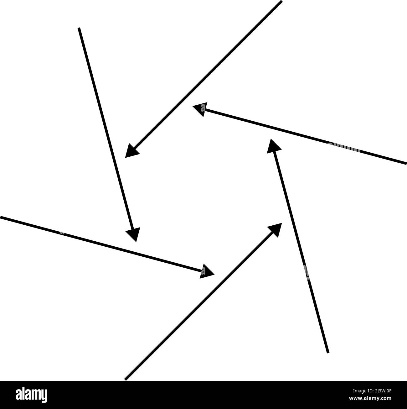 Inward spiral, swirl, twirl arrows, pointers. Rotation, cycle, recycle ...