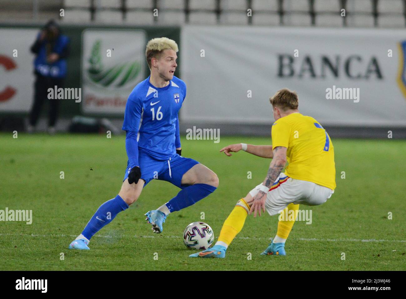 Pyry Hannola #16 Finland U21 - in Friendly game between Romania U21 and ...