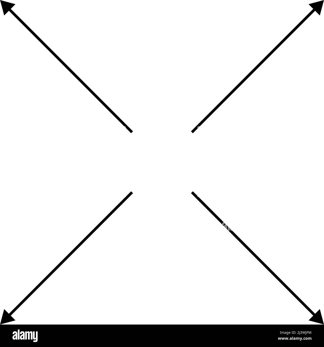 Outspreading, radial, radiating arrows. Diffusion, extension, spread ...