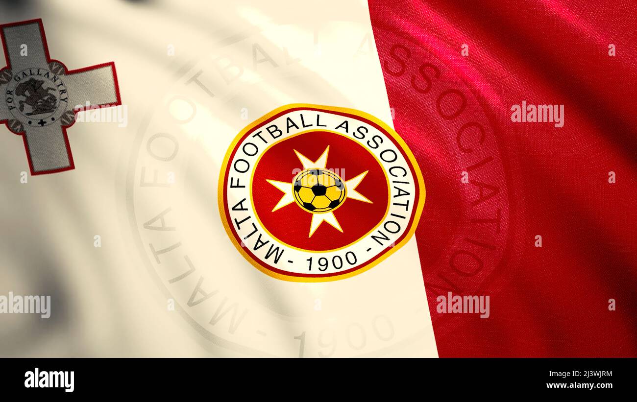 3D flag with football emblem of team. Motion. Flag of national or state ...