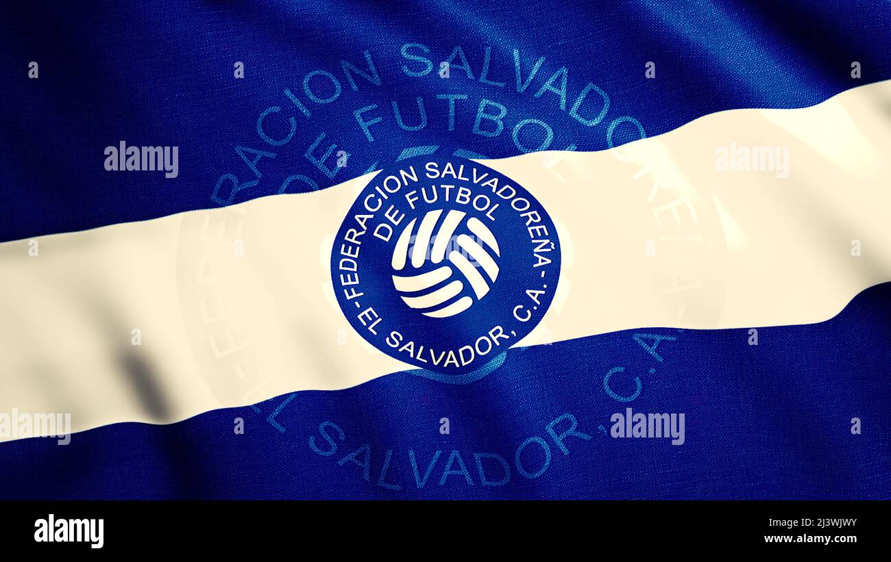 3D flag with football emblem of team. Motion. Flag of national or state ...