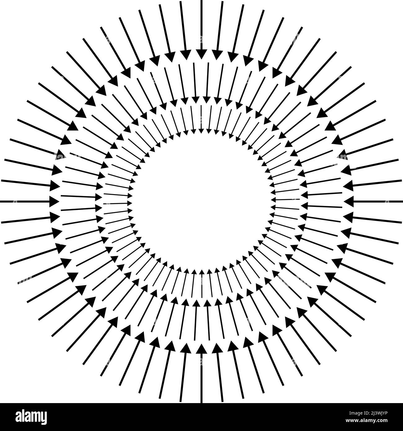 Arrows, pointers inward. Collect, intermix, gather, center and ...