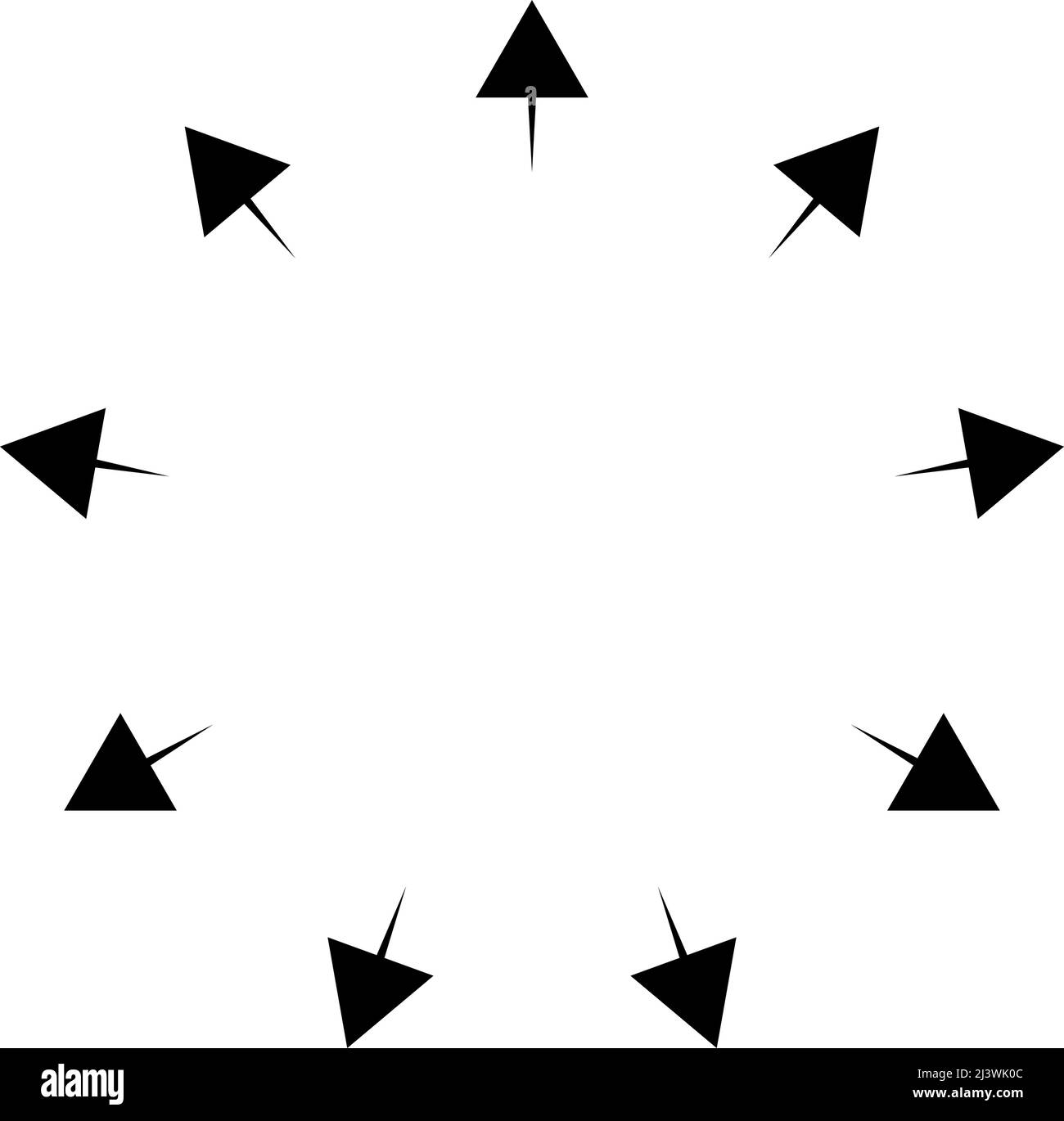 Outspreading, radial, radiating arrows. Diffusion, extension, spread ...