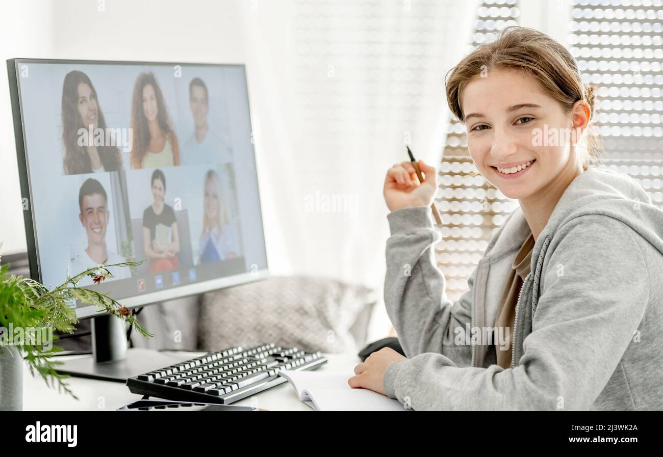 Girl studying at home Stock Photo - Alamy