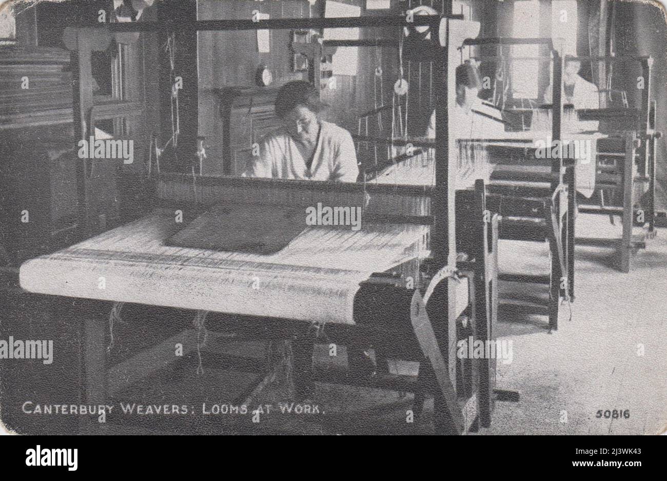 Canterbury weavers: looms at work. Women weaving textiles in the early ...