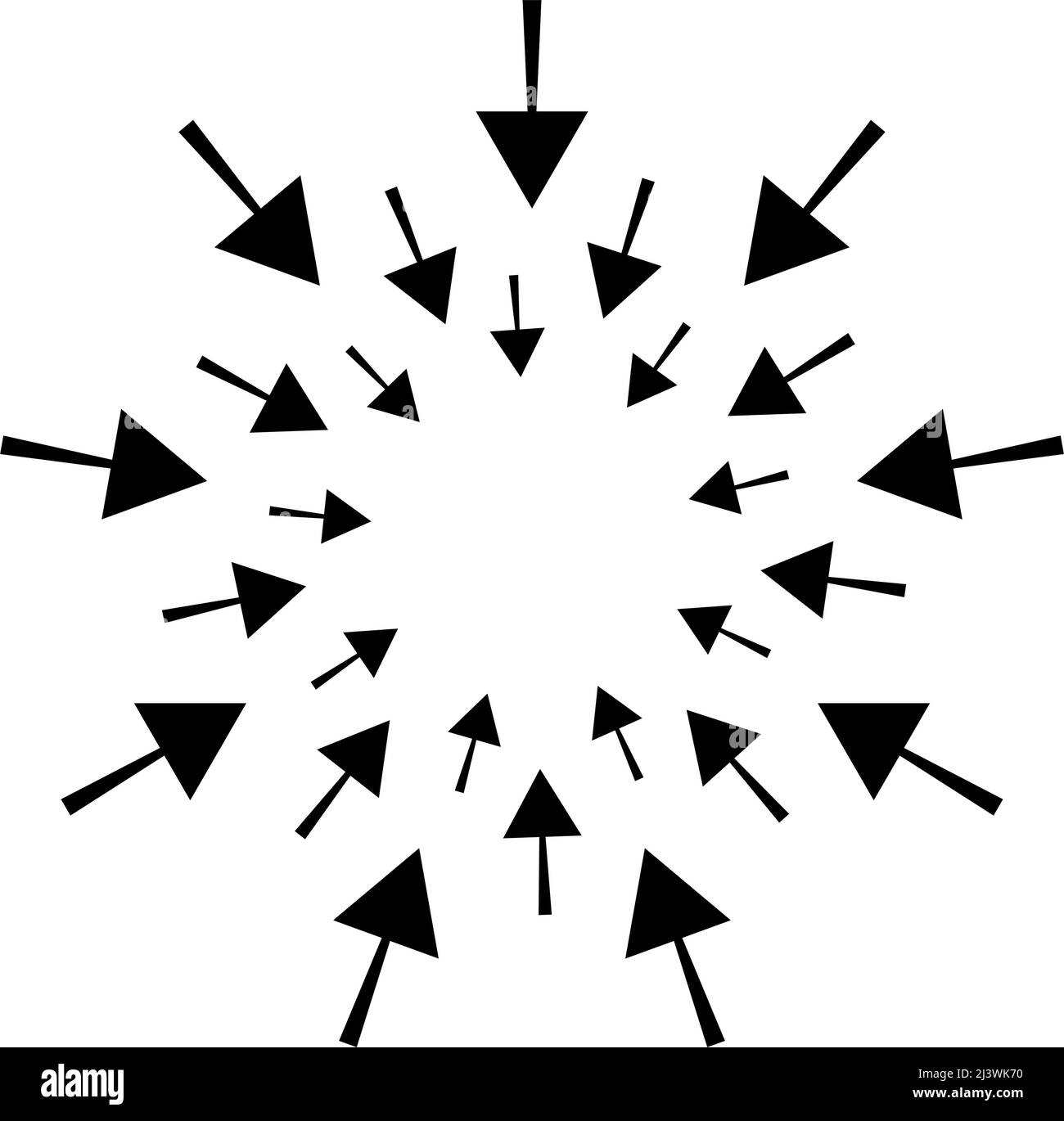 Arrows, pointers inward. Collect, intermix, gather, center and ...