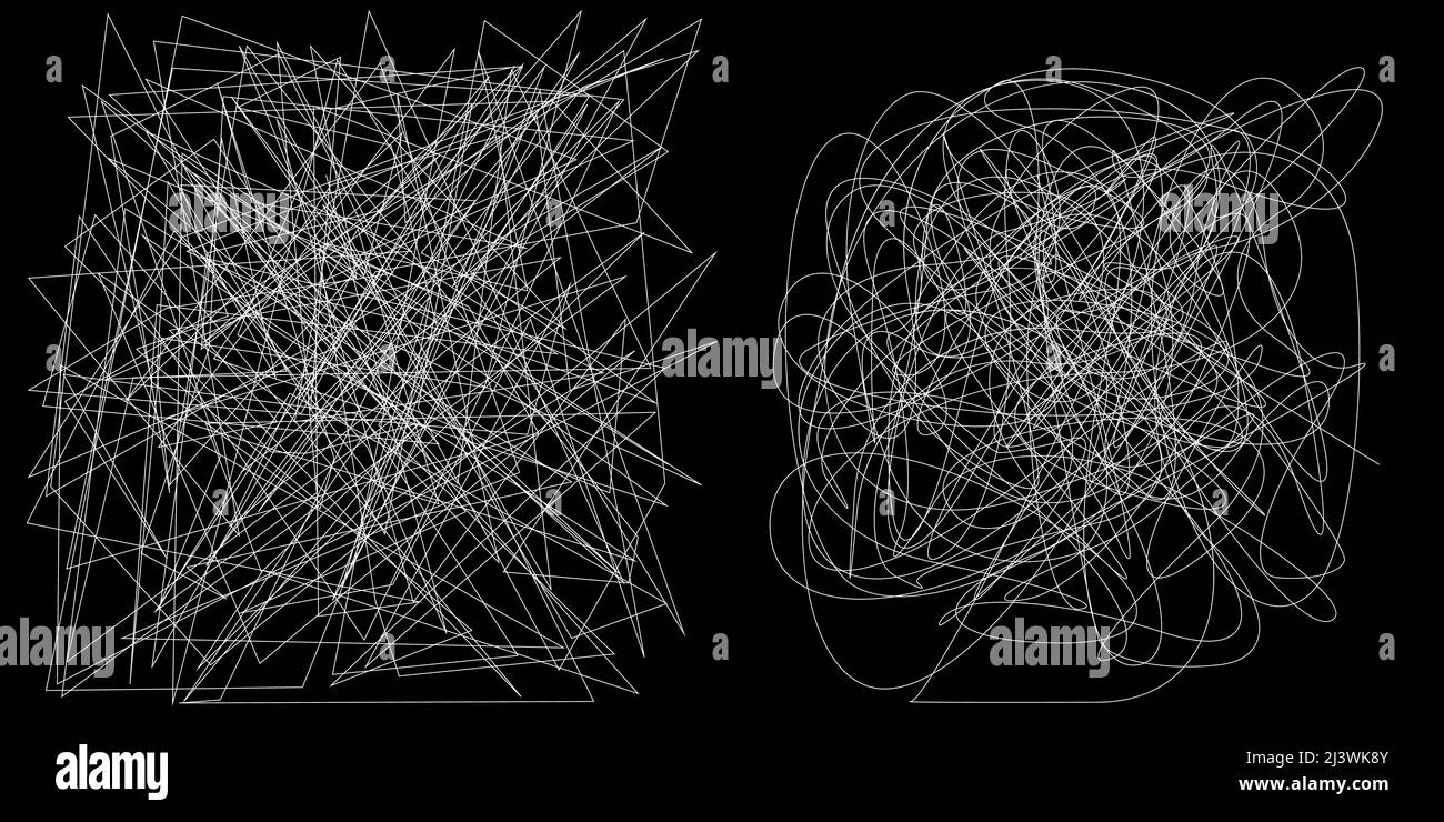 Matching pair of edgy, geometric, angular and rounded, squiggly ...