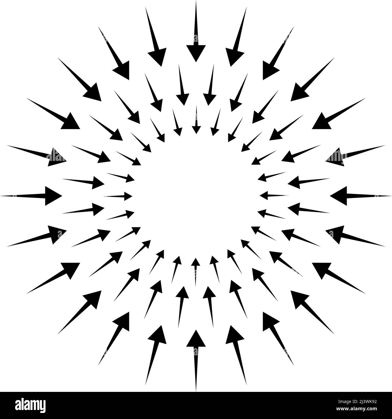 Arrows, pointers inward. Collect, intermix, gather, center and ...