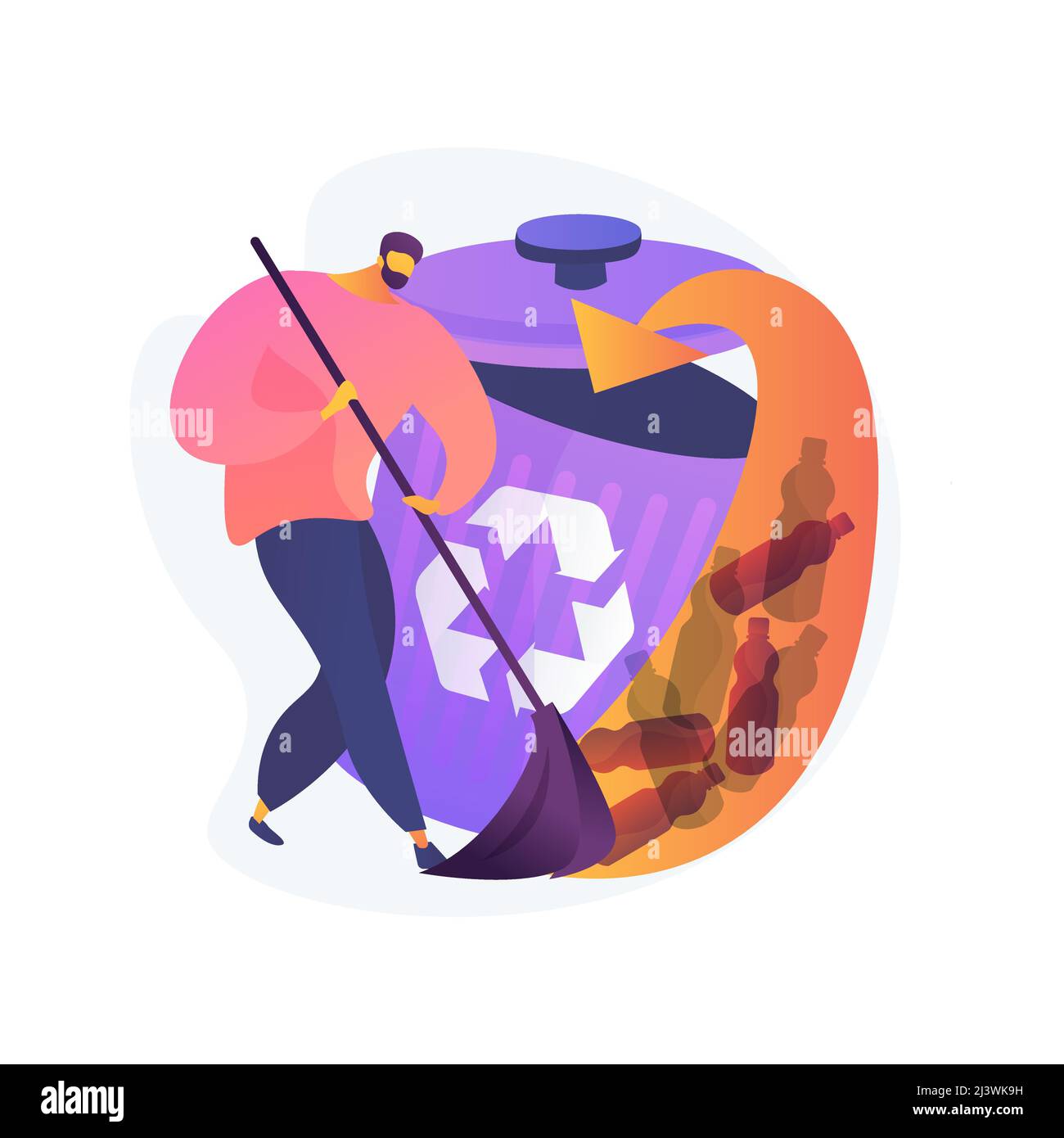 Plastic trash sorting. Recycling and reusing idea. Man gathering ...