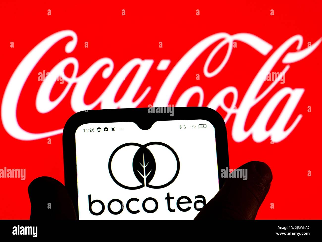 In this photo illustration, the Boco Tea logo is displayed on a ...