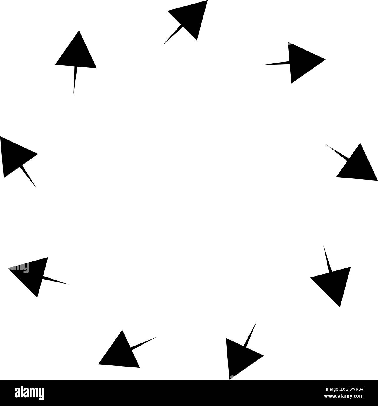 Outward spiral, swirl, twirl arrows, pointers. Rotation, cycle, recycle ...