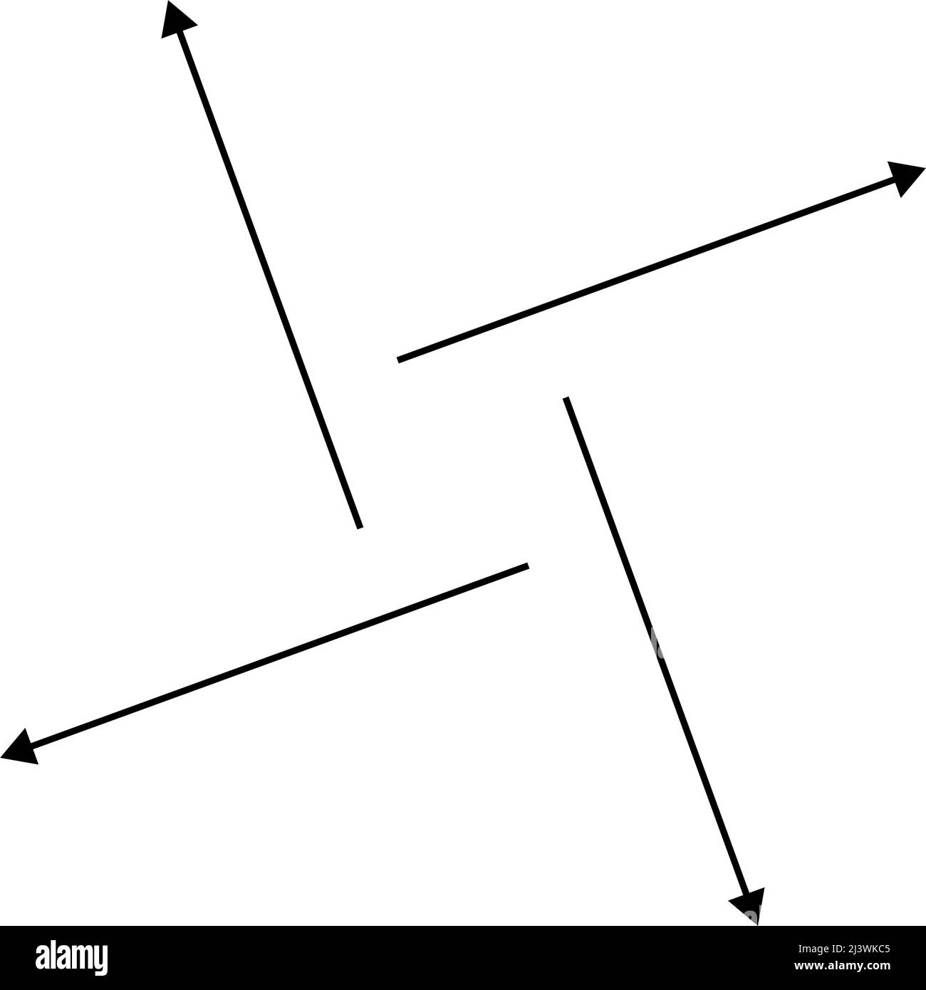 Outward spiral, swirl, twirl arrows, pointers. Rotation, cycle, recycle ...