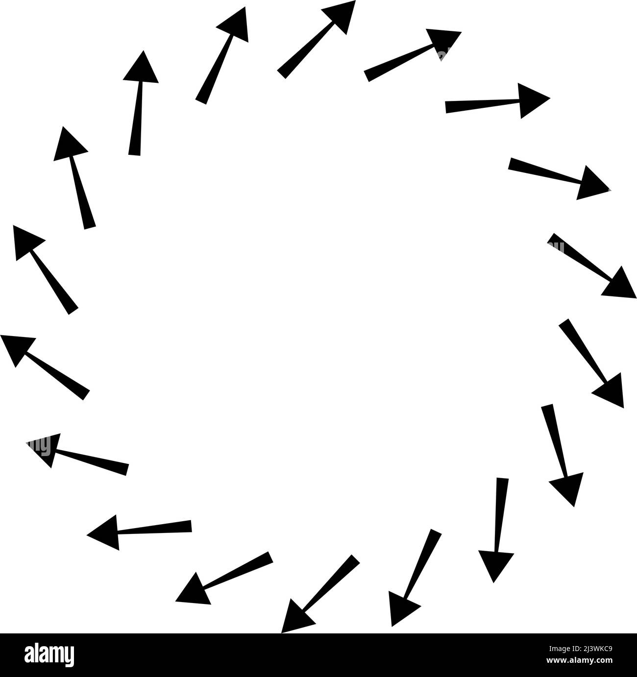 Outward spiral, swirl, twirl arrows, pointers. Rotation, cycle, recycle ...