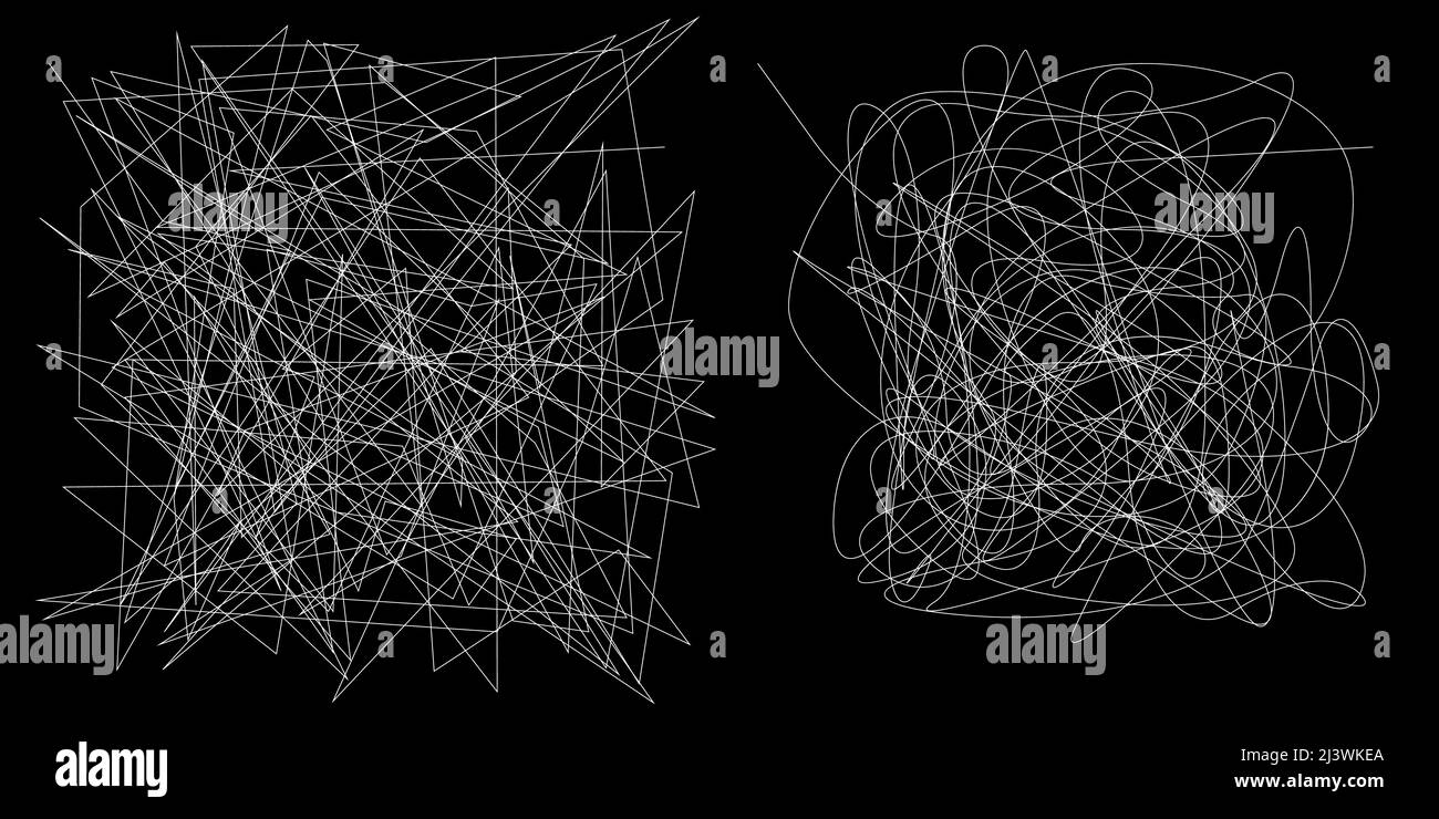 Matching pair of edgy, geometric, angular and rounded, squiggly ...