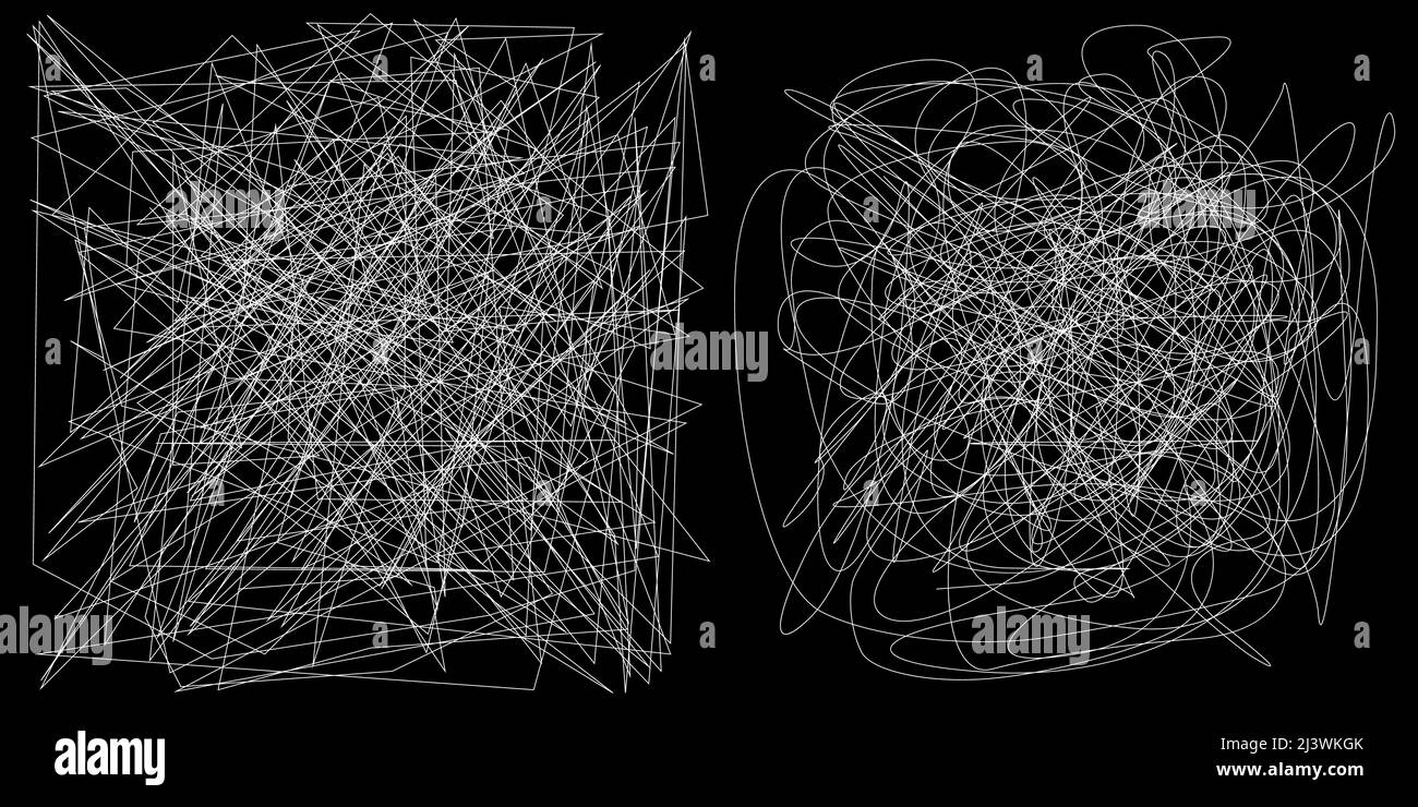 Matching pair of edgy, geometric, angular and rounded, squiggly ...