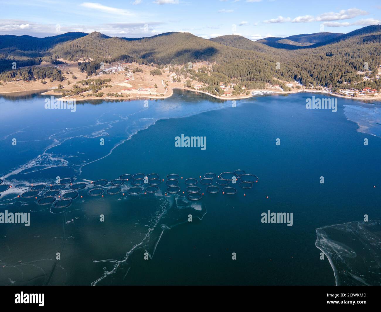 Aerial view of Dospat Reservoir, Smolyan Region, Bulgaria Stock Photo ...