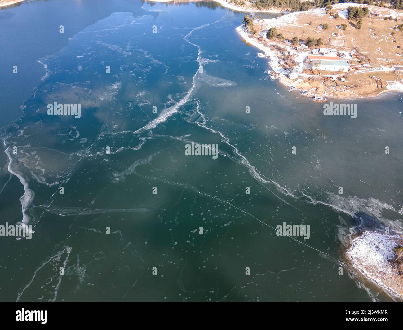 Aerial view of Dospat Reservoir, Smolyan Region, Bulgaria Stock Photo ...