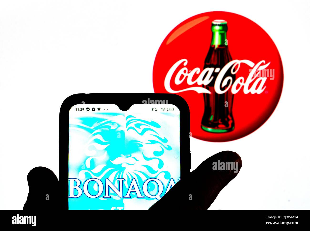 In this photo illustration, the BonAqua logo is displayed on a ...