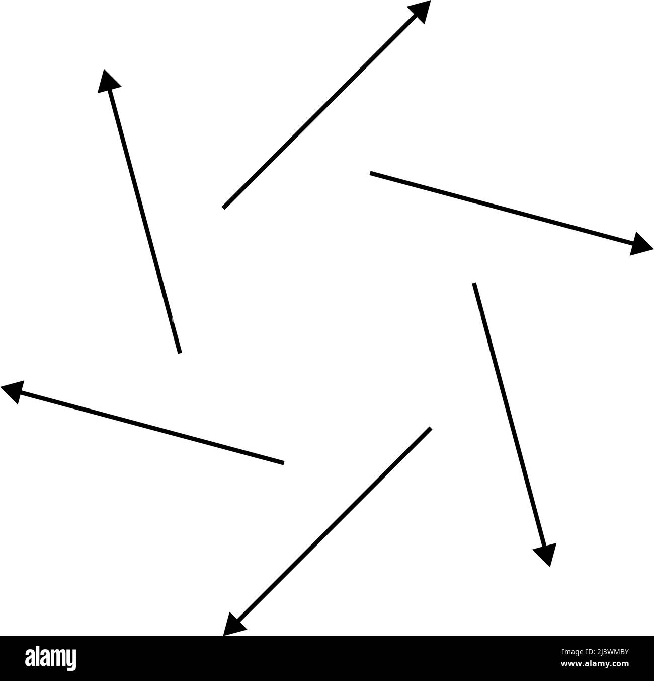Outward spiral, swirl, twirl arrows, pointers. Rotation, cycle, recycle ...
