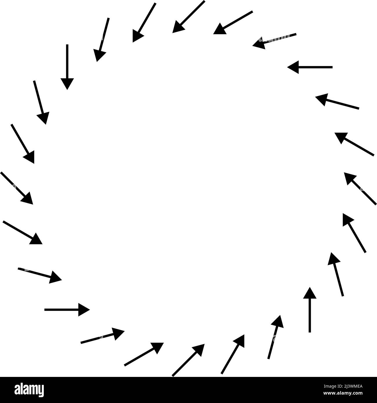 Inward spiral, swirl, twirl arrows, pointers. Rotation, cycle, recycle ...