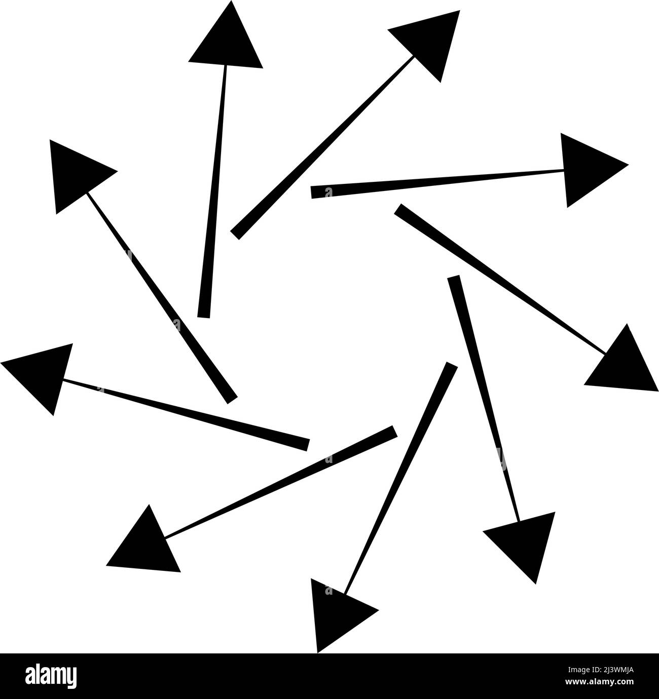 Outward spiral, swirl, twirl arrows, pointers. Rotation, cycle, recycle ...