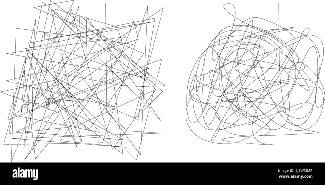 Matching pair of edgy, geometric, angular and rounded, squiggly ...