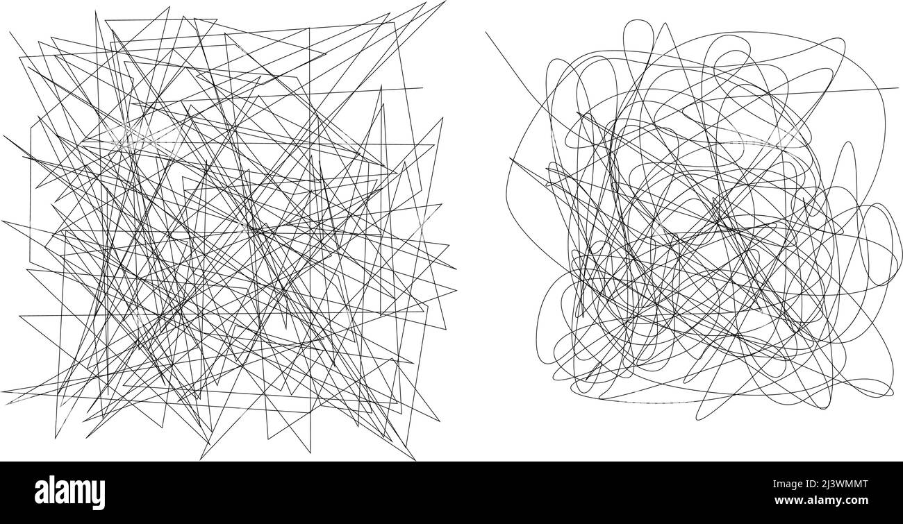 Matching pair of edgy, geometric, angular and rounded, squiggly ...