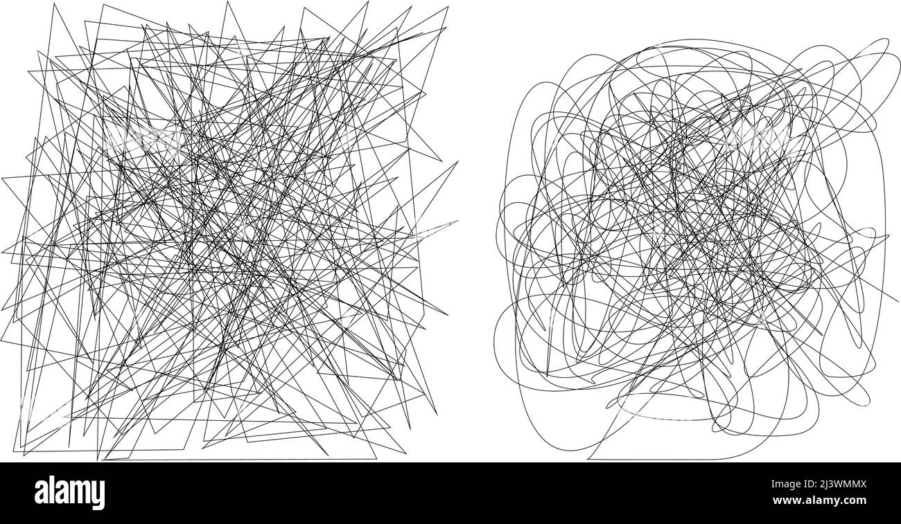 Matching pair of edgy, geometric, angular and rounded, squiggly ...