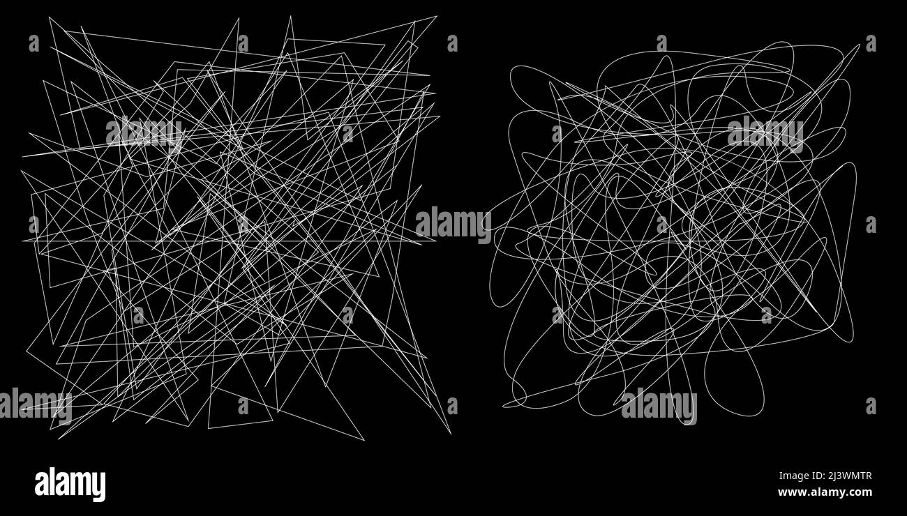 Matching pair of edgy, geometric, angular and rounded, squiggly ...