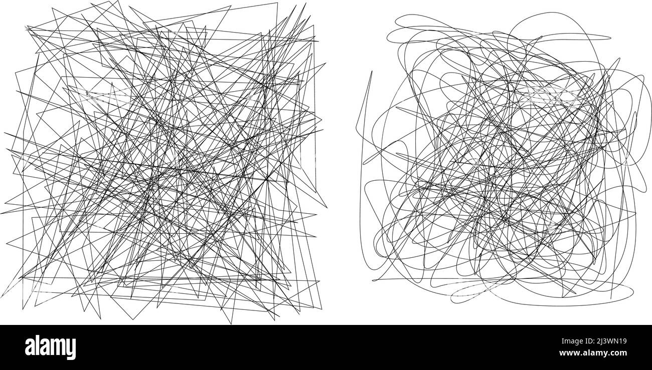 Matching pair of edgy, geometric, angular and rounded, squiggly ...