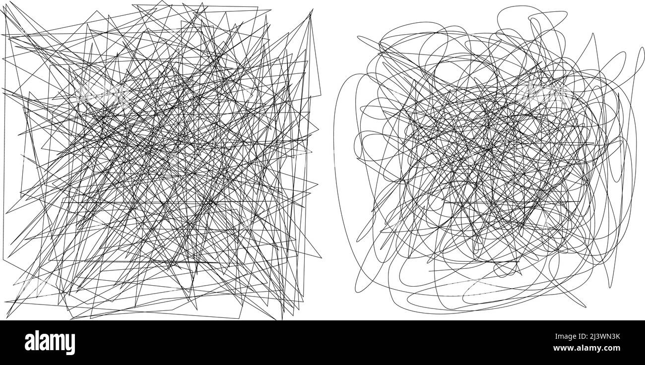 Matching pair of edgy, geometric, angular and rounded, squiggly ...