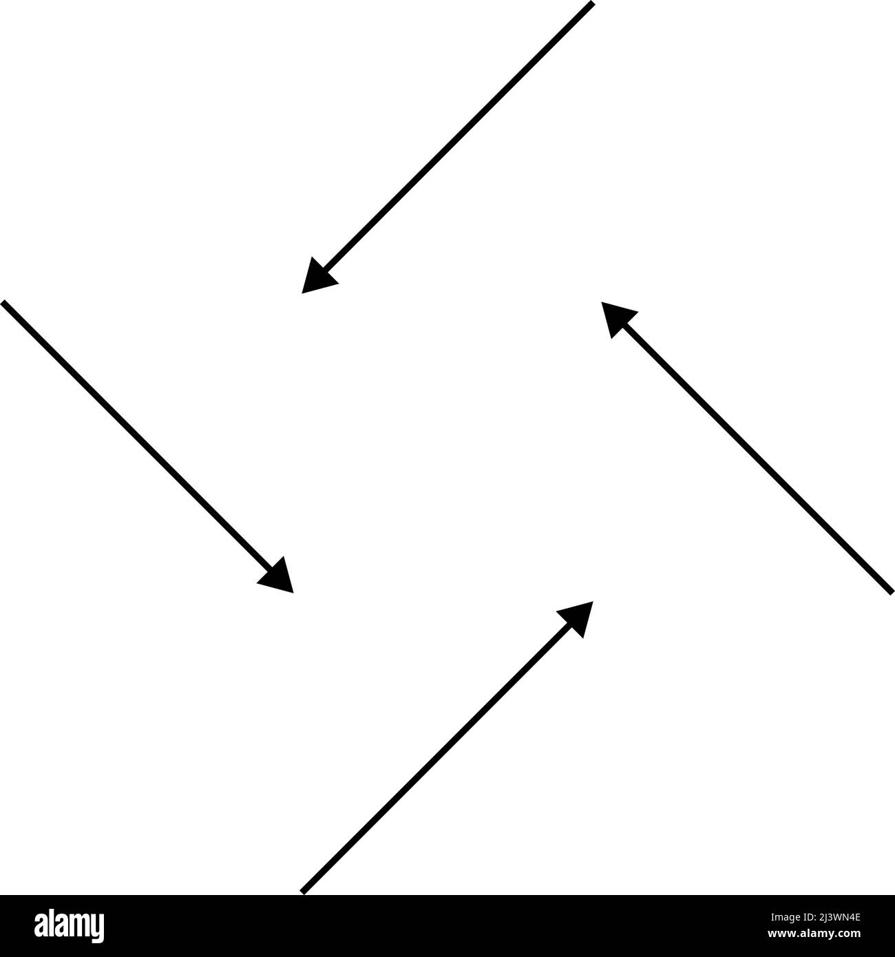 Inward spiral, swirl, twirl arrows, pointers. Rotation, cycle, recycle ...