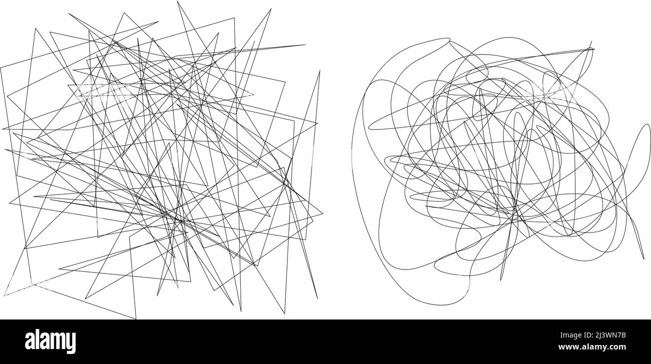 Matching pair of edgy, geometric, angular and rounded, squiggly ...