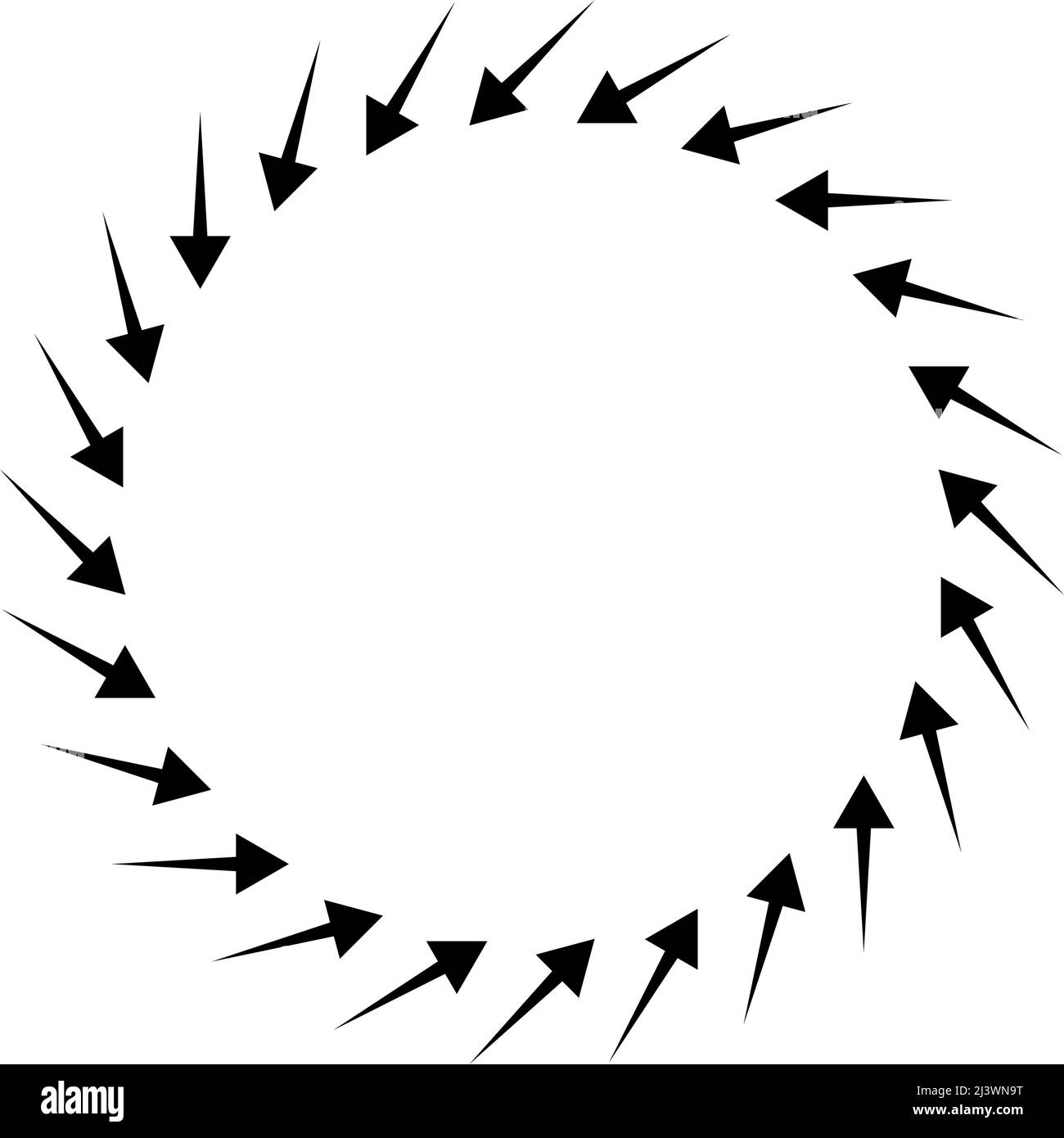 Inward spiral, swirl, twirl arrows, pointers. Rotation, cycle, recycle ...