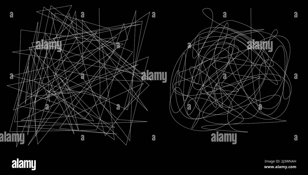 Matching pair of edgy, geometric, angular and rounded, squiggly ...